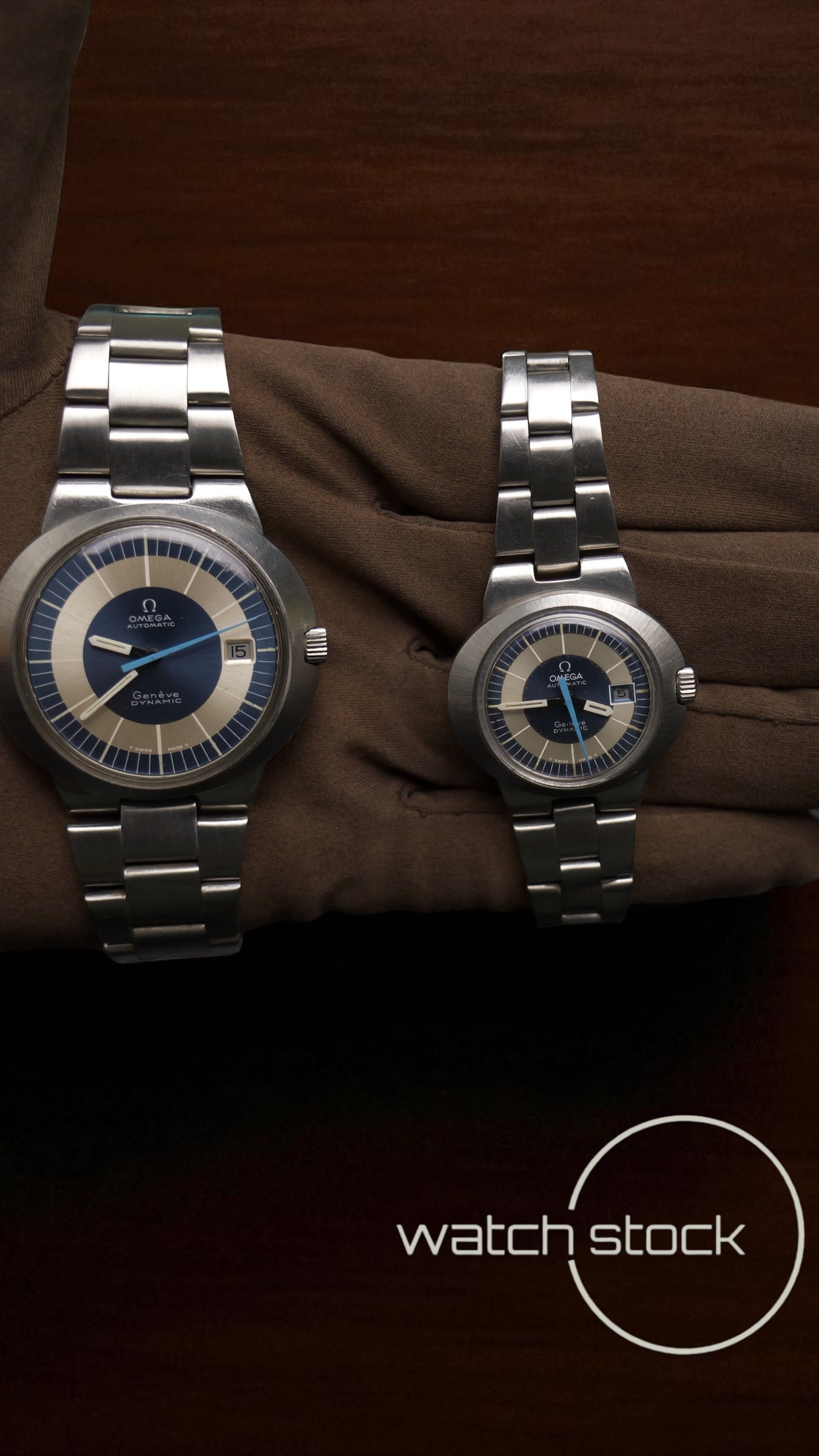 Coppia Omega Dynamic 41mm 31mm blue dial RARE Automatic